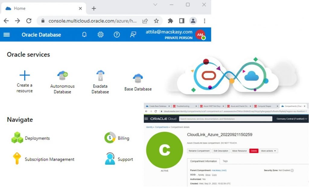 Oracle Database service for Azure - linking subscriptions - Cloud Migration Blog by Attila Macskasy